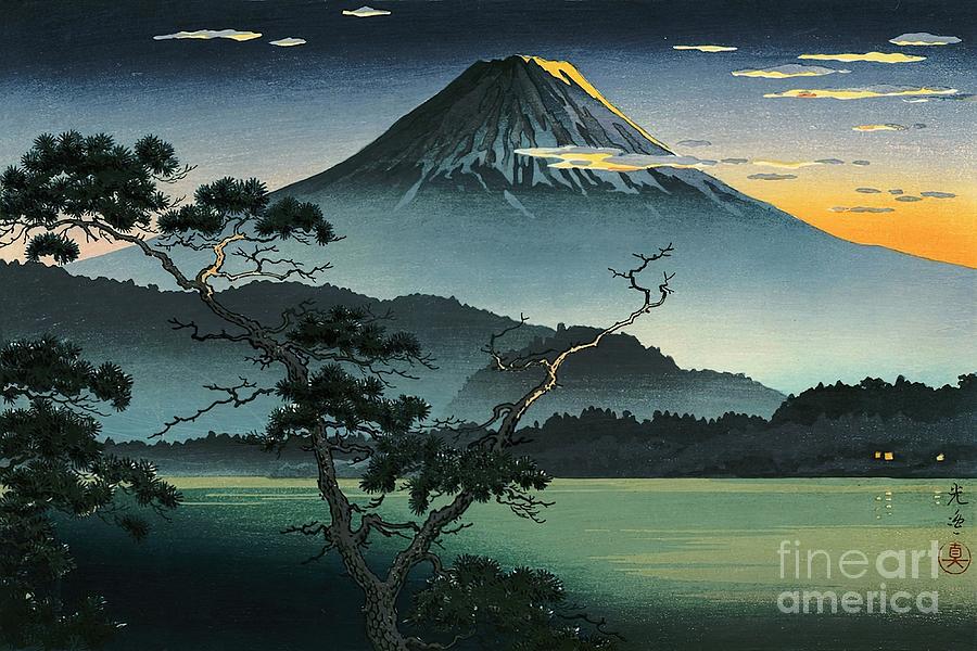 Tsuchiya Koitsu Mount Fuji evening view from Sai Painting by Eileen Cooper - Pixels
