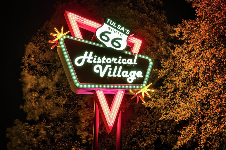 Tulsa Route 66 Historical Village Neon Sign Photograph by Gregory ...