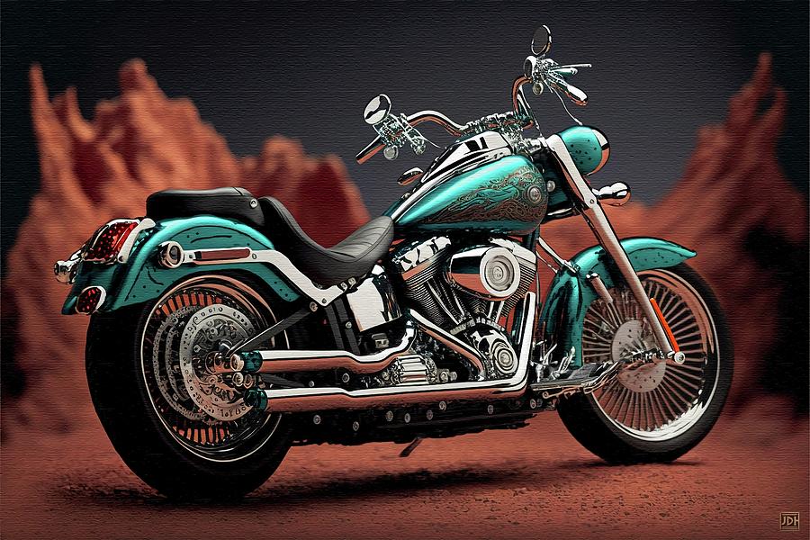Turquoise Harley in Southwest Digital Art by Jan Dylan Hunter - Fine ...
