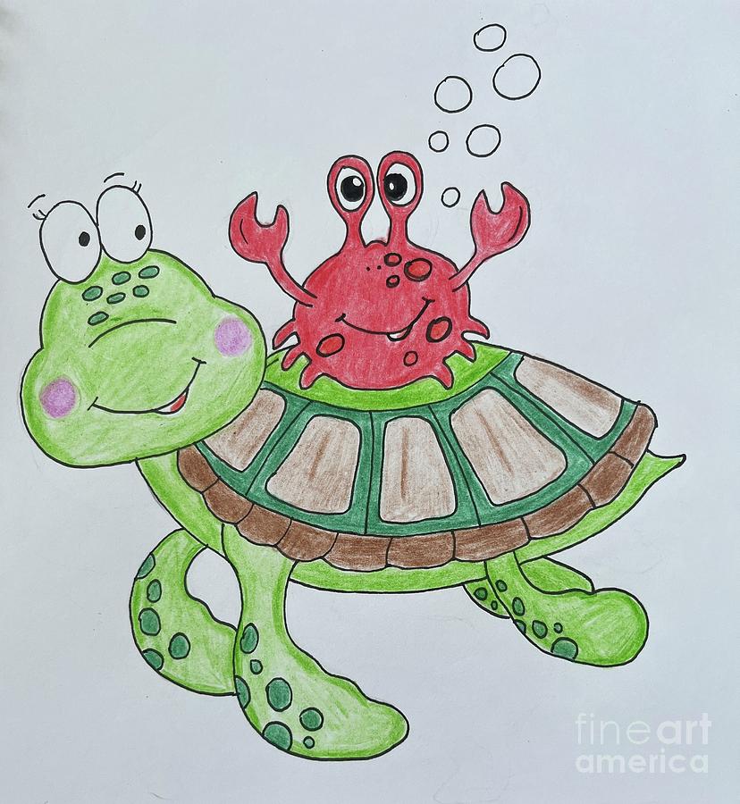 Turtle And Crab Drawing by Irina Pokhiton - Fine Art America