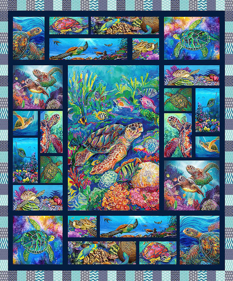 Turtle Drawing Colorful Ocean , Swimming Under The Ocean, Travelling Forward Digital Art by Do ...