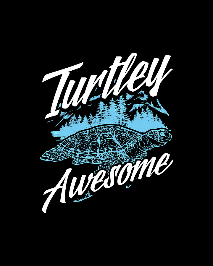 Turtley Awesome Fun Sea Turtle Lover Gift Drawing by Kanig Designs ...