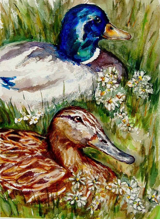 Two Ducks Painting by Cheryll Root - Fine Art America