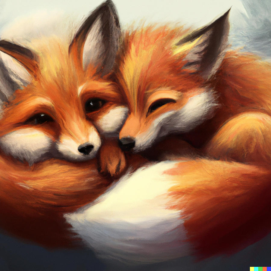 Two Foxes Cuddling Digital Art By Linus Anderson Pixels