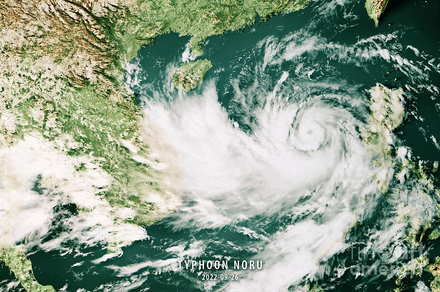 Typhoon Noru 2022 Cloud Map South China Sea 3D Render Color Digital Art by Frank Ramspott | Pixels