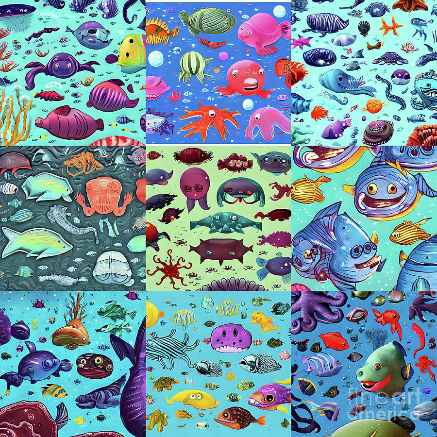 Underwater Wonders-A Playful Collection of Cartoon Fish and Sea ...