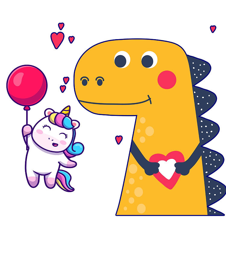 Unicorn And Dinosaur Sticker Poster cool Painting by Lee Jake - Pixels
