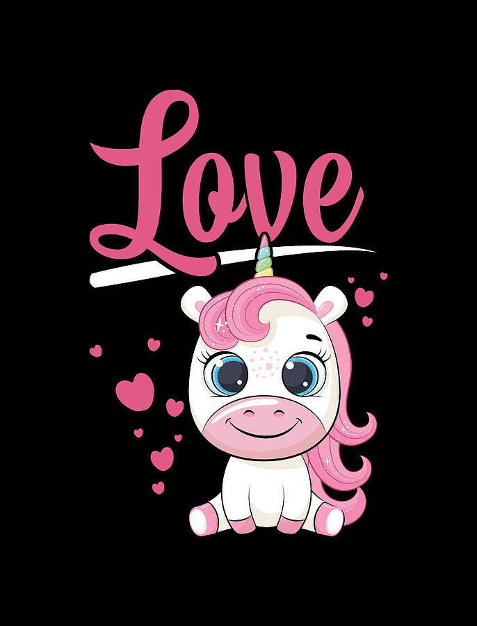Unicorn Love Heart Valentines Day Digital Art by Steven Zimmer - Fine ...