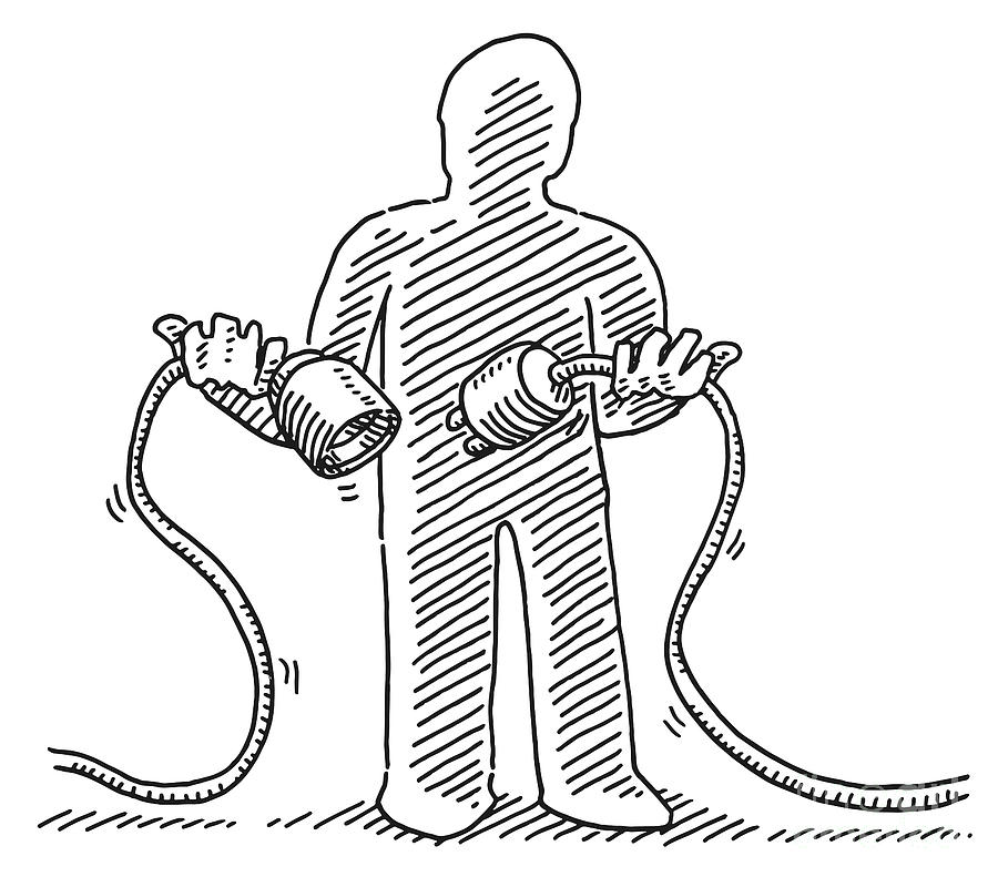 Unplugged Cable Human Figure Drawing Drawing by Frank Ramspott | Pixels