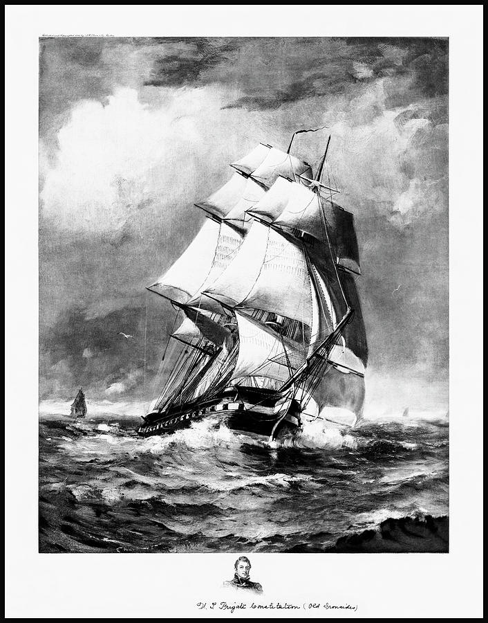 USS Constitution Old Ironsides Vintage 1896 Black and White Photograph by Carol Japp - Fine Art ...