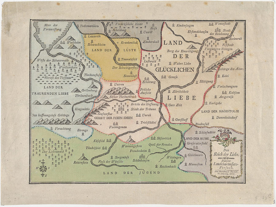 Valentine Map of the Kingdom of Lover Painting by Artistic Panda - Pixels