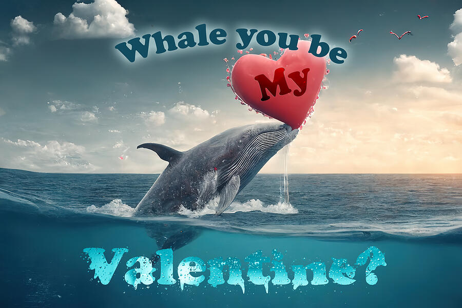 Valentine's - Whale - Whale You Be My Valentine Digital Art by John ...