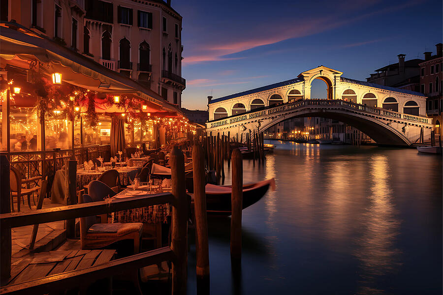 Venetian Sunset Over the Rialto Bridge and Canal Digital Art by Dream ...