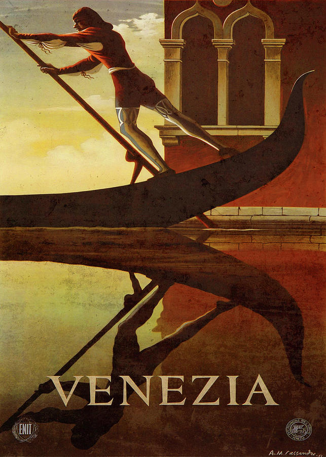 Venezia Venice Italy Gondola Vintage Retro Travel Poster Mixed Media by ...