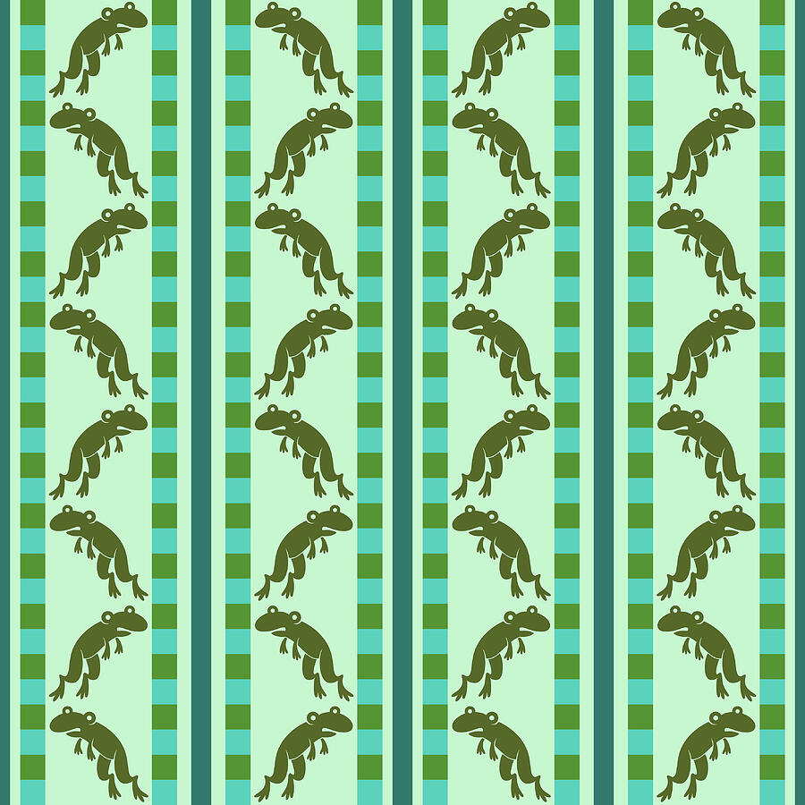 Vertical Frog Stripes in Green and Blue Digital Art by Mercury ...