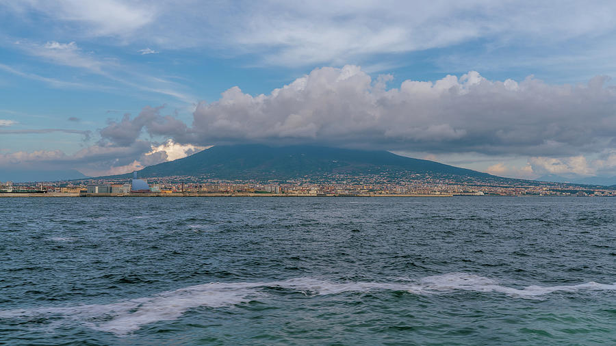 View of Mount Vesuvius from the sea ship. Photograph by Nina Kulishova ...