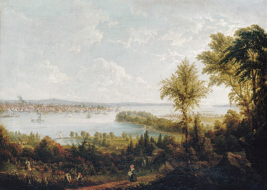 View of the Bay and City of New York from Weehawken 1840 Painting by Robert Havell Jr - Fine Art ...