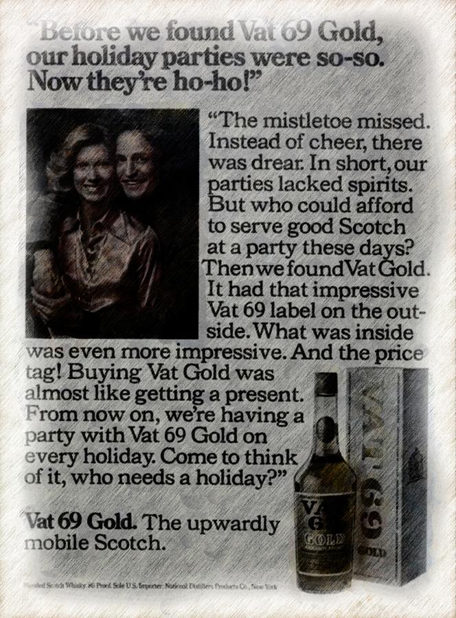 Vintage 1975 Vat 69 Gold Scotch Advertisement- A Pencil Sketch ...