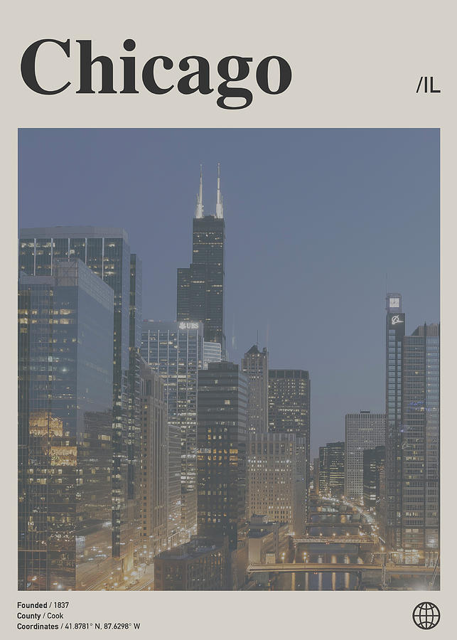 Vintage Chicago Illinois City Travel Poster Mixed Media by Design Turnpike - Pixels Merch