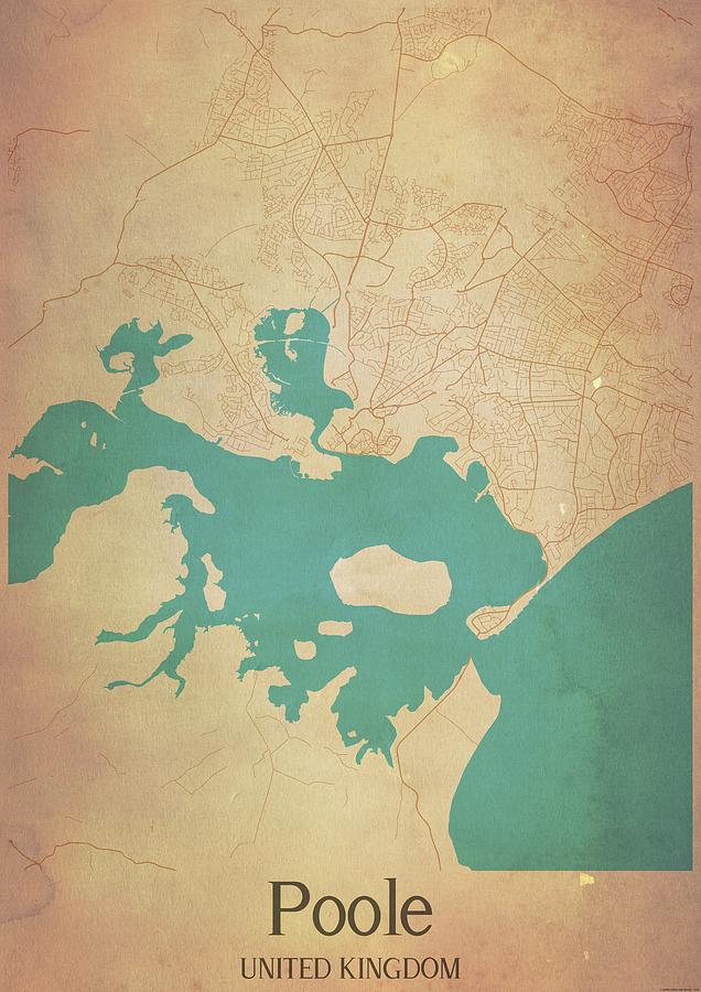 Vintage Map of Poole UK Mixed Media by Sam Wed | Pixels