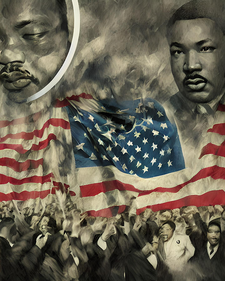 Vintage Martin Luther King and American Flag Digital Art by Artop Shop - Fine Art America