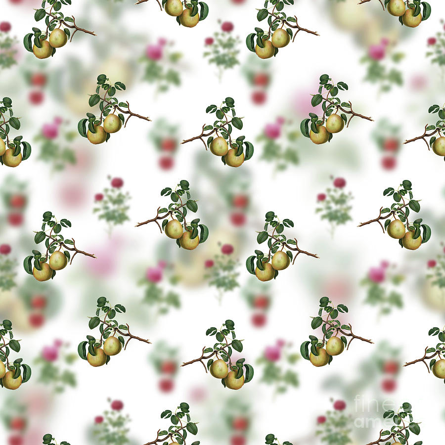 Vintage Pear Floral Garden Pattern on White n.0416 Mixed Media by Holy Rock Design - Fine Art ...