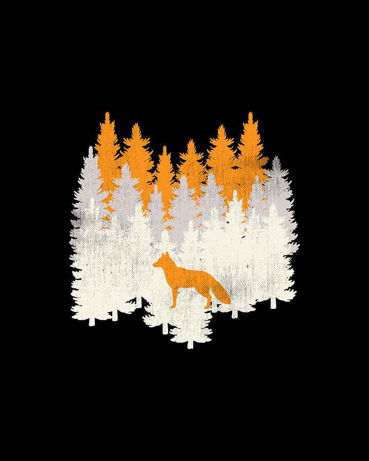 Vintage Protect Fox and Forrest Fir Trees Collage Digital Art by Justus ...