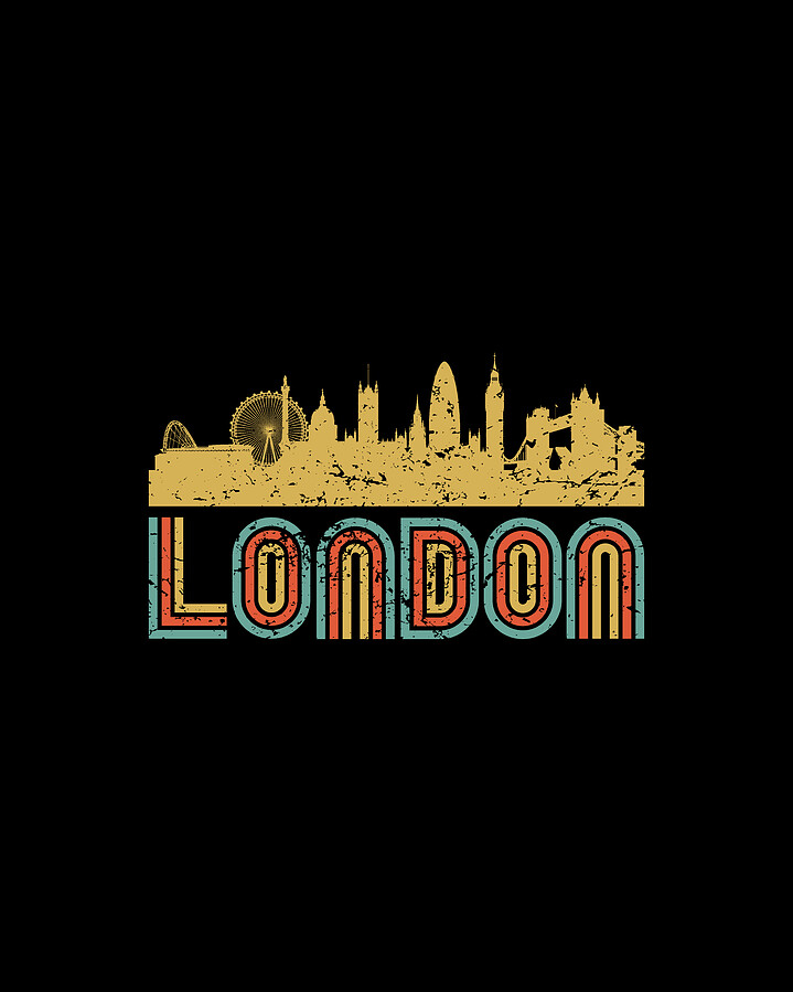 Vintage Retro London England Skyline Distressed Look Digital Art by Kevin Garbes - Pixels