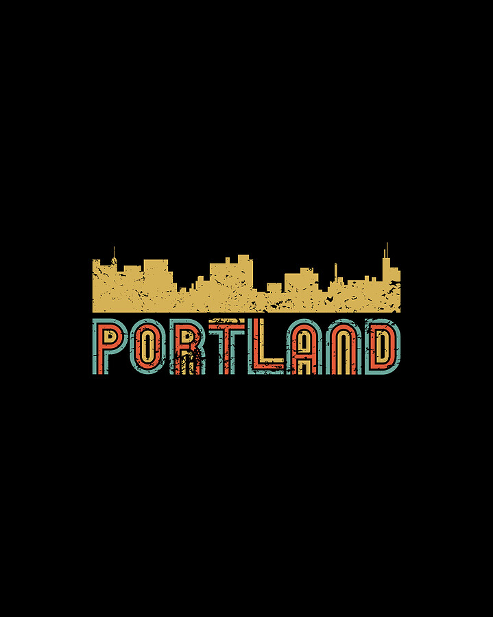 Vintage Retro Portland Maine Skyline Distressed Look Digital Art by Kevin Garbes - Fine Art America
