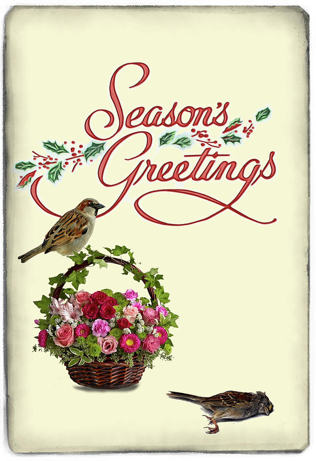 Vintage Seasons Greetings Digital Art by Derek Jones - Fine Art America