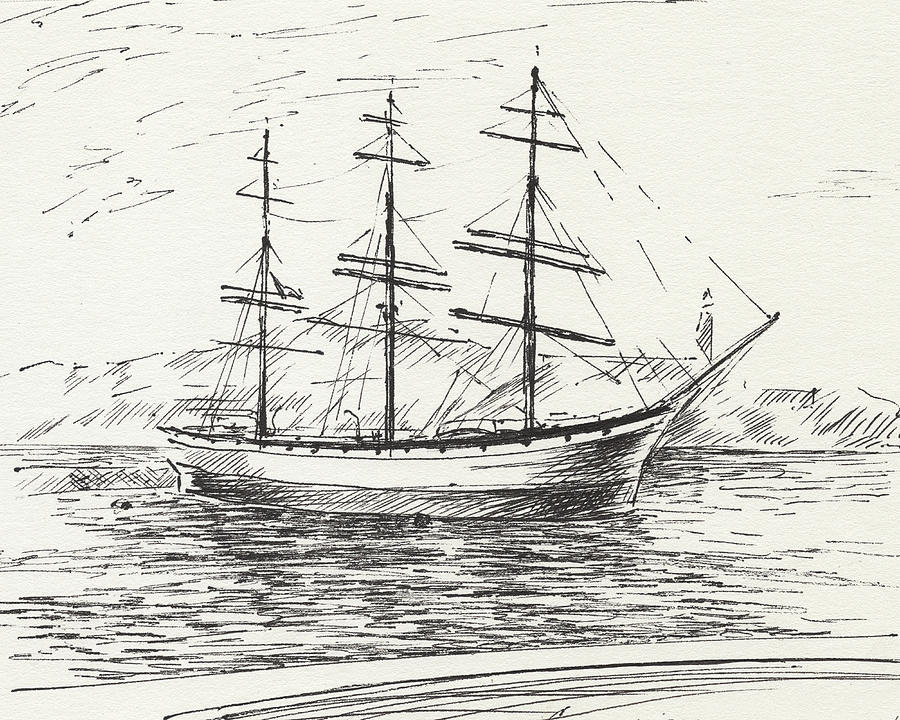 Vintage Ship In The Harbor Ink Drawing Painting by Irina Sztukowski ... Vintage Ship In The Harbor Ink Drawing Painting by Irina Sztukowski ...