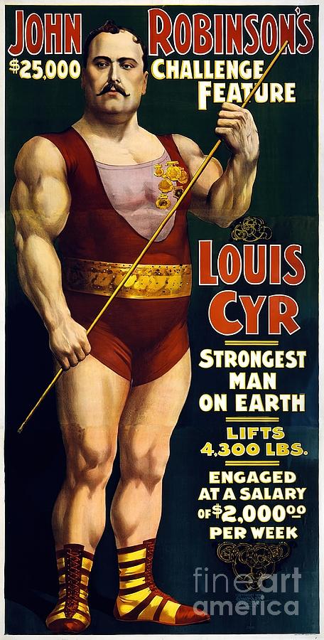 Vintage Sideshow Strongest Man on Earth Louis Painting by Bailey ...