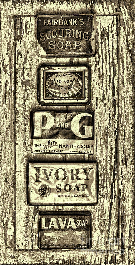 Vintage Soaps retro sepia Photograph by Paul Ward - Fine Art America
