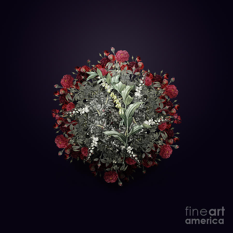 Vintage Solomon's Seal Flower Wreath on Royal Purple n.2878 Painting by ...