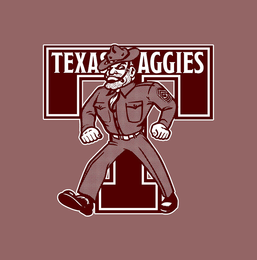 Vintage Texas Aggies Mascot Logo Clean yellow Painting by Neil White | Fine Art America