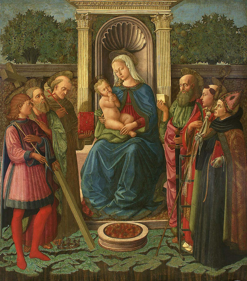 Virgin and Child Enthroned with Saints Sebastian Andrew Bernardino Paul Lawrence and Augustine ...