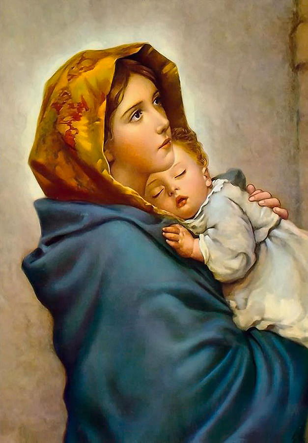 Virgin Mary And Child By Italian Painter Roberto Ferruzzi Painting by ...