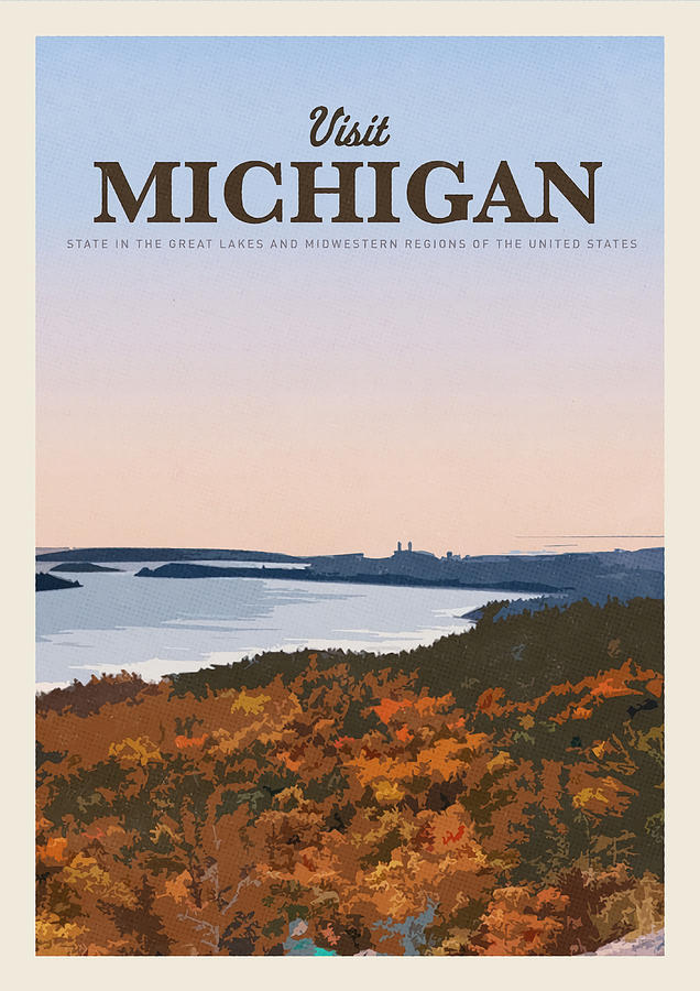 Visit Michigan nostalgia Painting by Ethan Bennett - Fine Art America