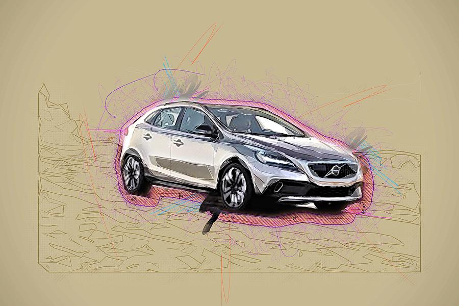Volvo V40 Cross Country T5 Awd New Cars Hatchbacks Road Speed Swedish Mixed Media by Ola Kunde ...