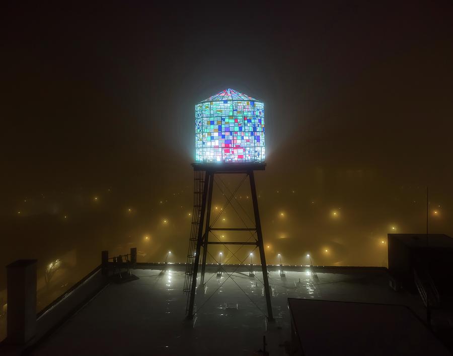 Water Tower In Fog Photograph by Steve Bell - Fine Art America