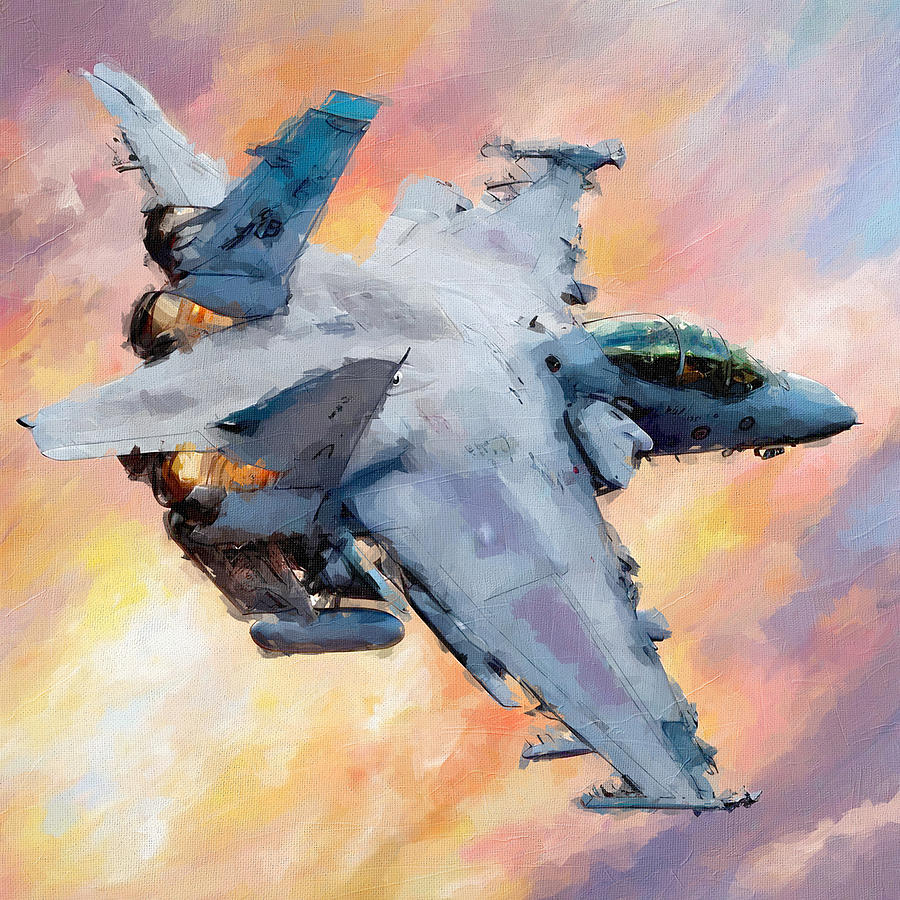 Watercolor 1758 Av 8B Harrier II Mcdonnell Douglas Vertical Takeoff And Landing Us Navy Aircraft ...