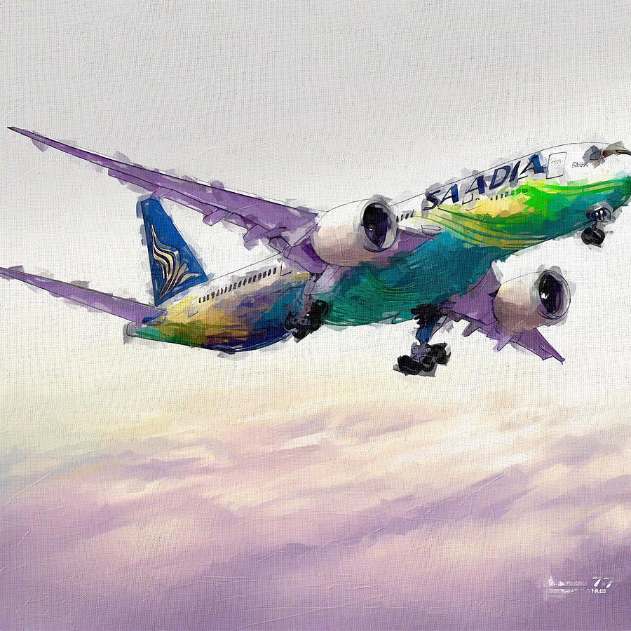 Watercolor 2007 Boeing 777 Passenger Plane Air Travel Concepts 777 ...