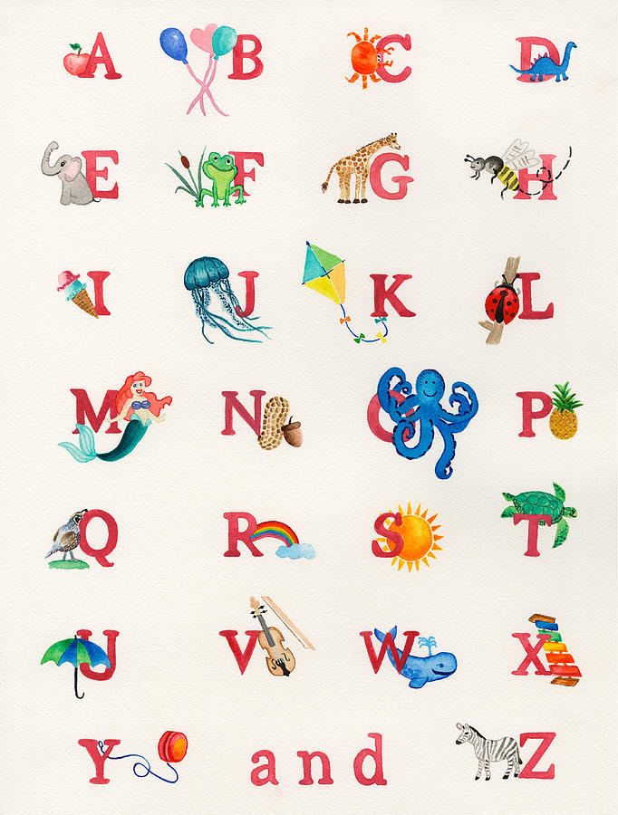 Watercolor Alphabet Painting by JuliaRose Paints - Pixels