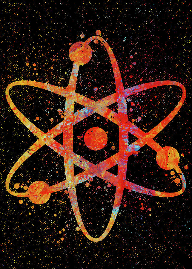 Watercolor Atom, Atom Symbol, Watercolor Print, Medical Symbol, Wall ...