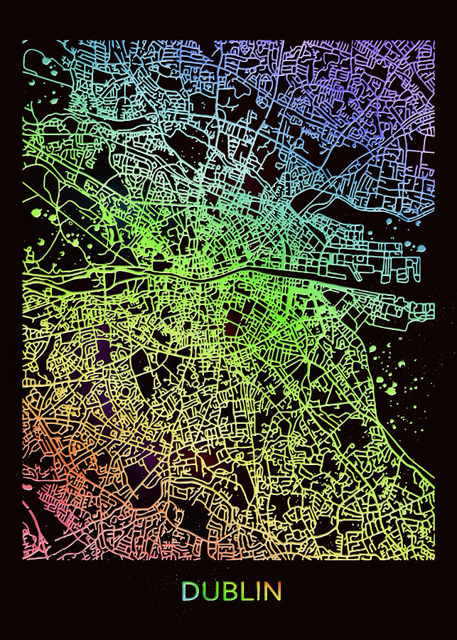 Watercolor Dublin City Map Digital Art by Gambrel Temple - Fine Art America