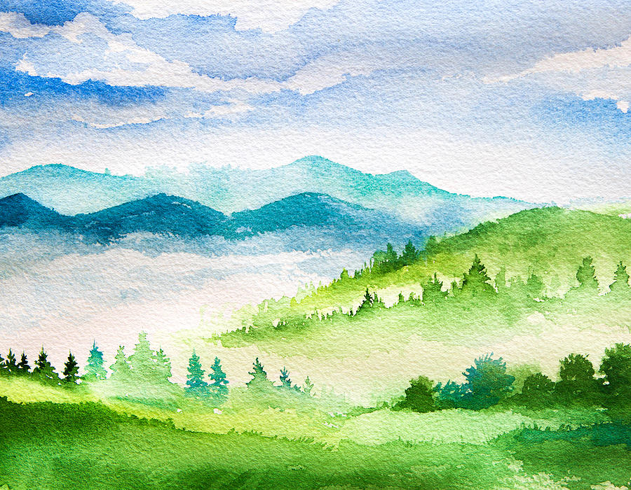 Watercolor mountains Drawing by Julien - Fine Art America