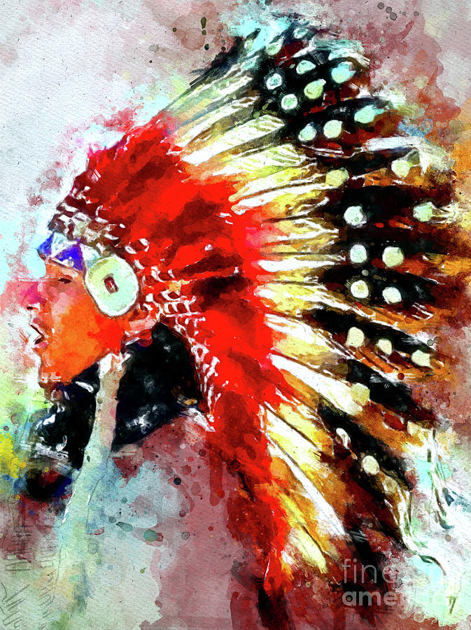 Watercolor Native American Mixed Media by Daniel Janda - Fine Art America