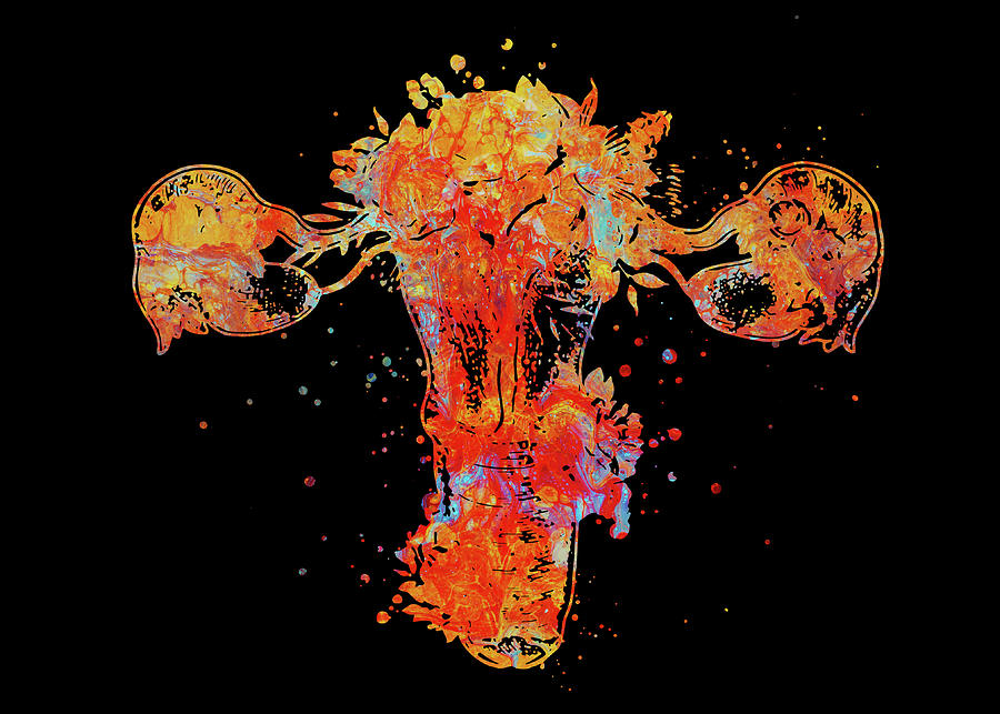 Watercolor Uterus Anatomy Flowers Watercolor Print Floral Female