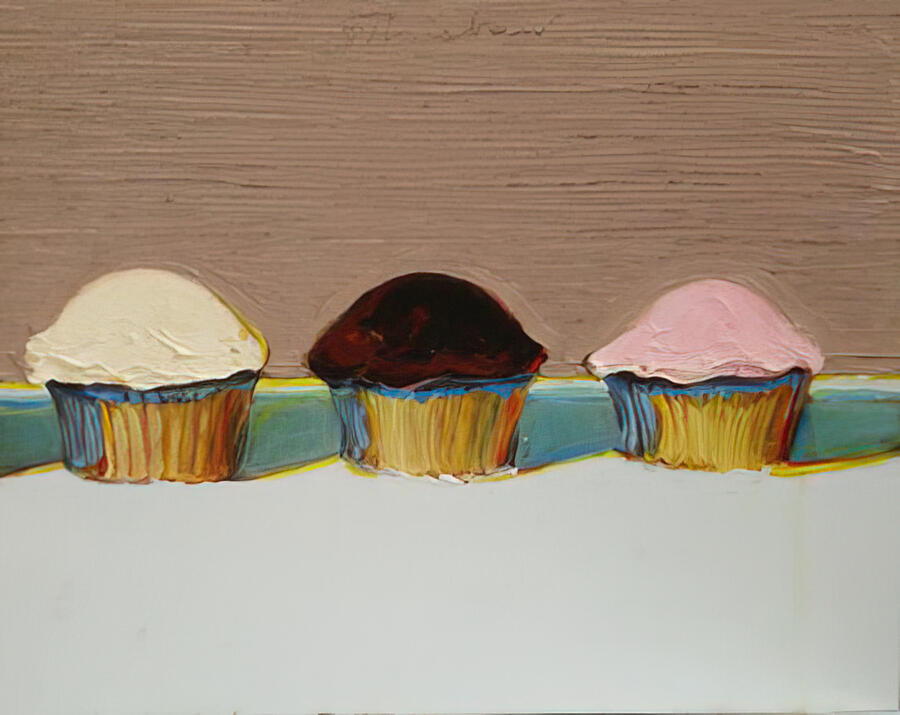 Wayne Thiebaud - neapolitan cupcakes 2008 Painting by Wayne Thiebaud ...