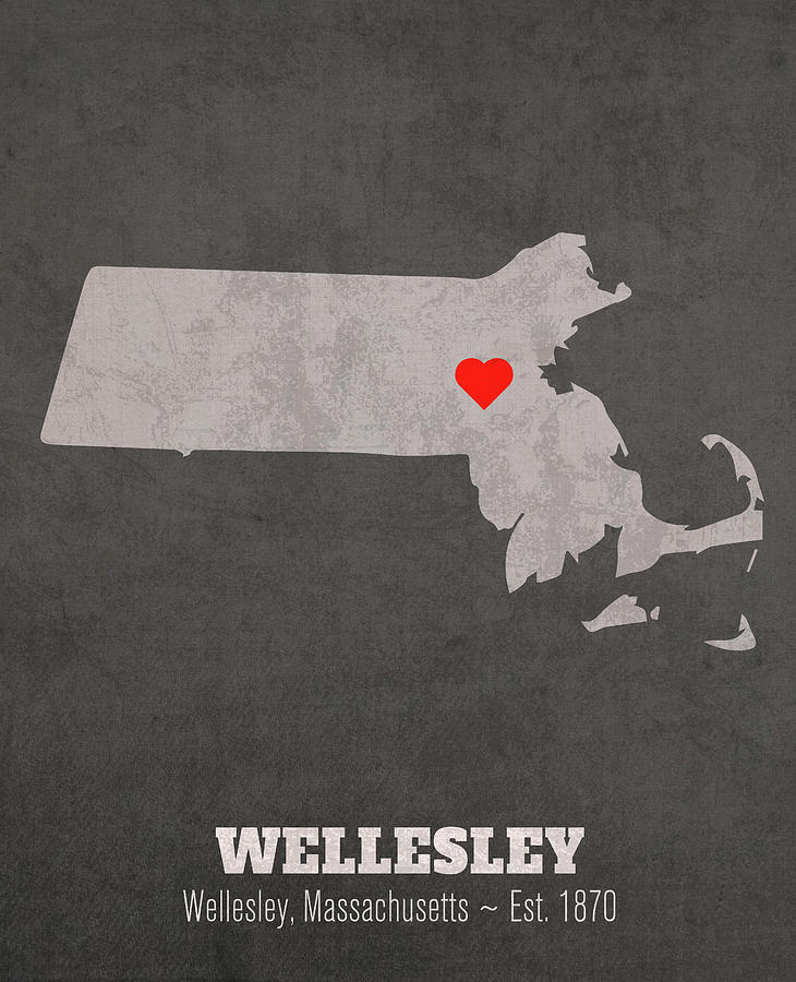 Wellesley College Wellesley Massachusetts Founded Date Heart Map Mixed Media By Design Turnpike